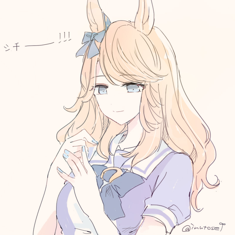 Safebooru - 1girl animal ears blonde hair blue eyes bow bowtie breasts closed mouth ear bow gold ...