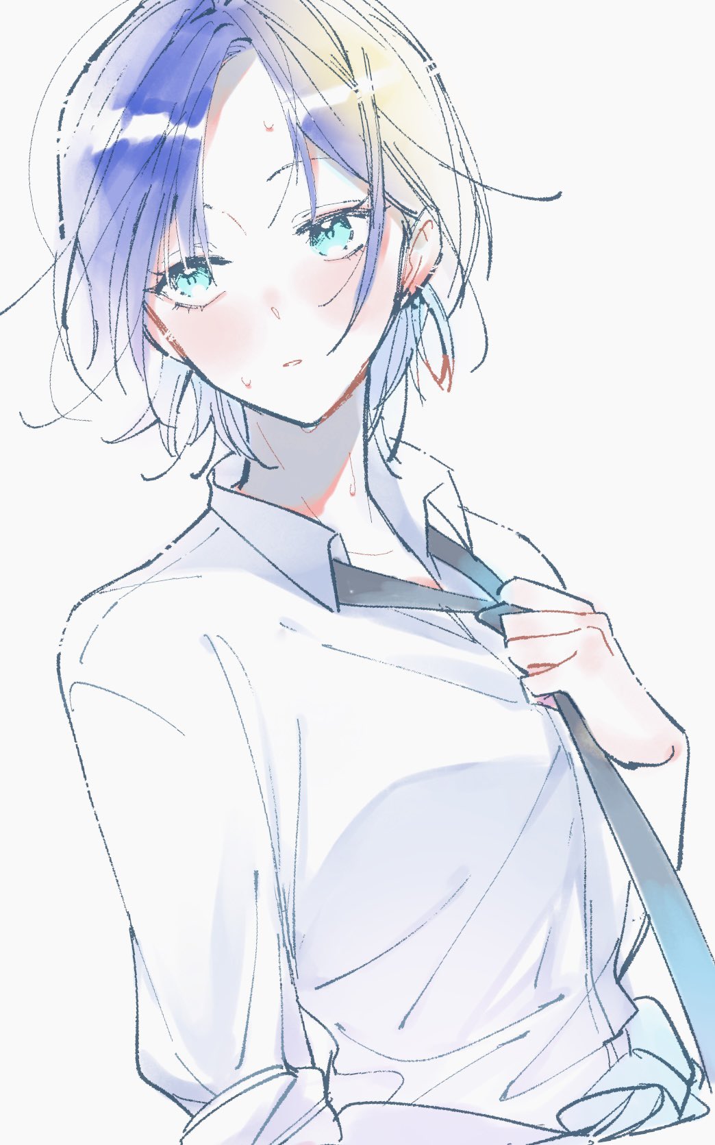 Safebooru - 1girl adjusting clothes adjusting necktie asakura toru black necktie blue eyes blush ...