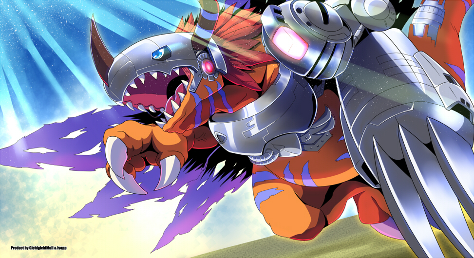 Safebooru - blue eyes blue skin colored skin cyborg desert digimon ...