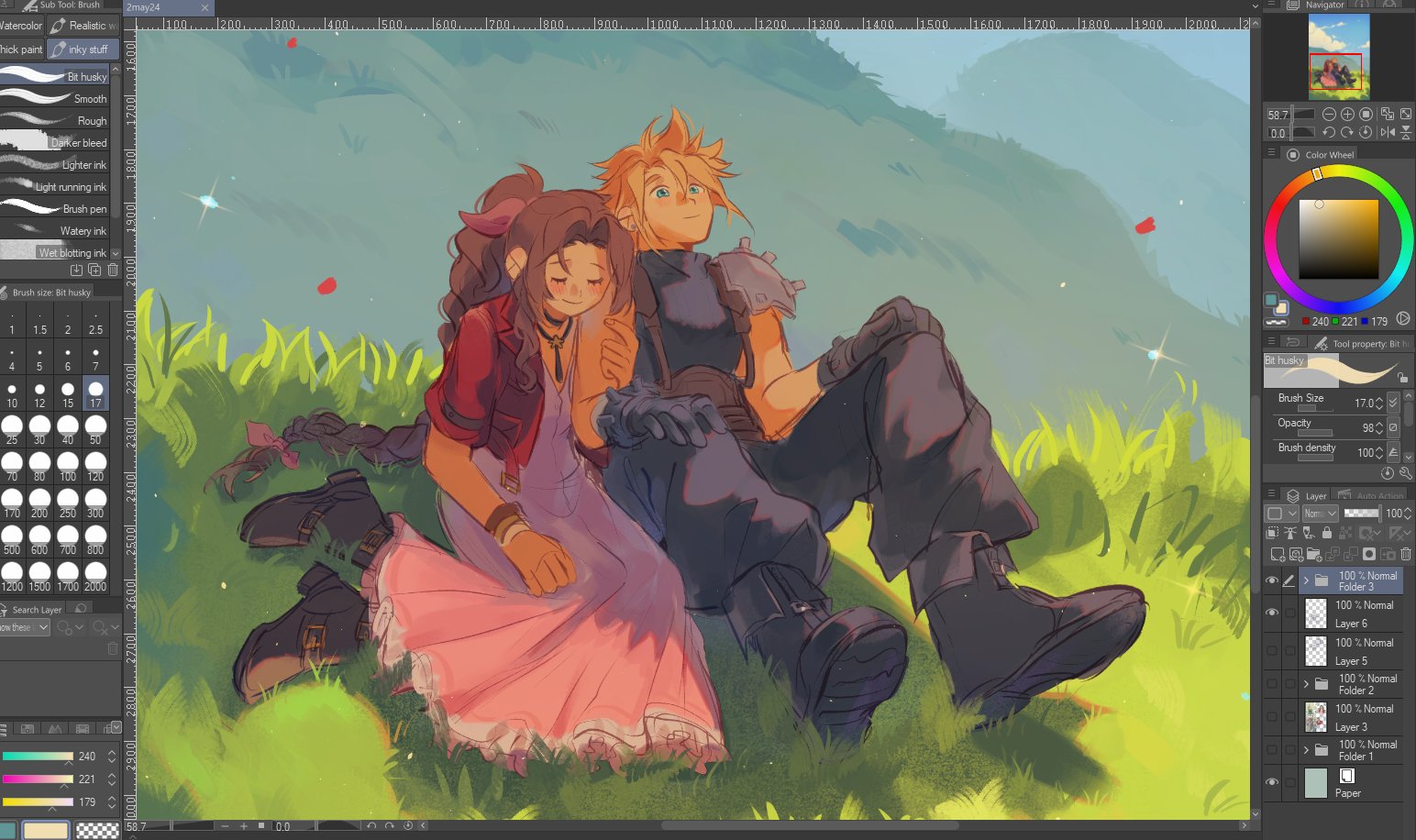 Safebooru - 1boy 1girl adobe photoshop aerith gainsborough armor art program in frame black ...