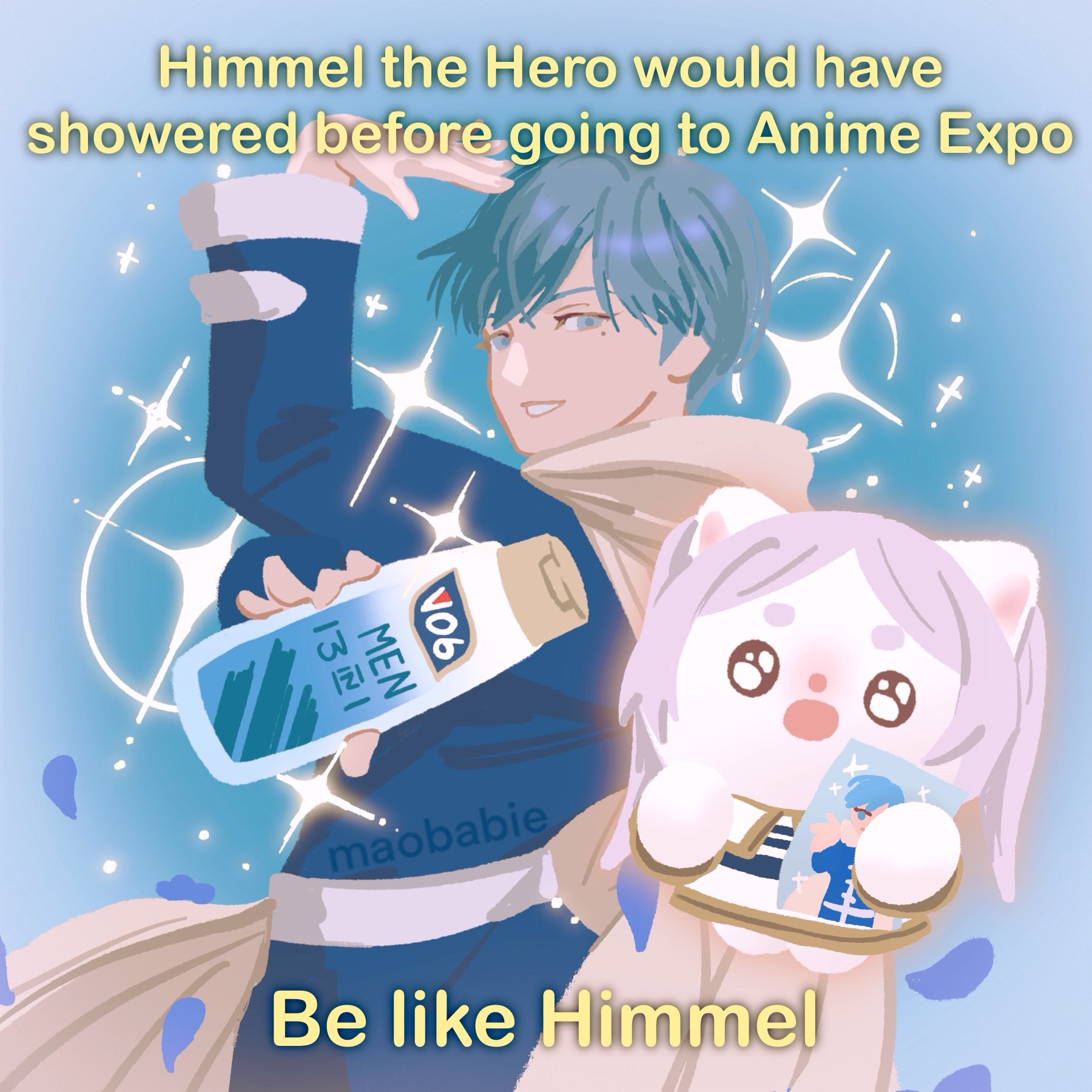 Safebooru - 1boy 1girl animal ears anime expo arm up artist name blue ...