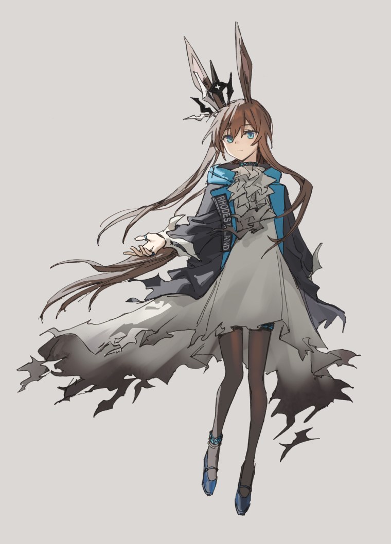 Safebooru - 1girl amiya (arknights) arknights black jacket blue eyes blue jacket brown hair ...