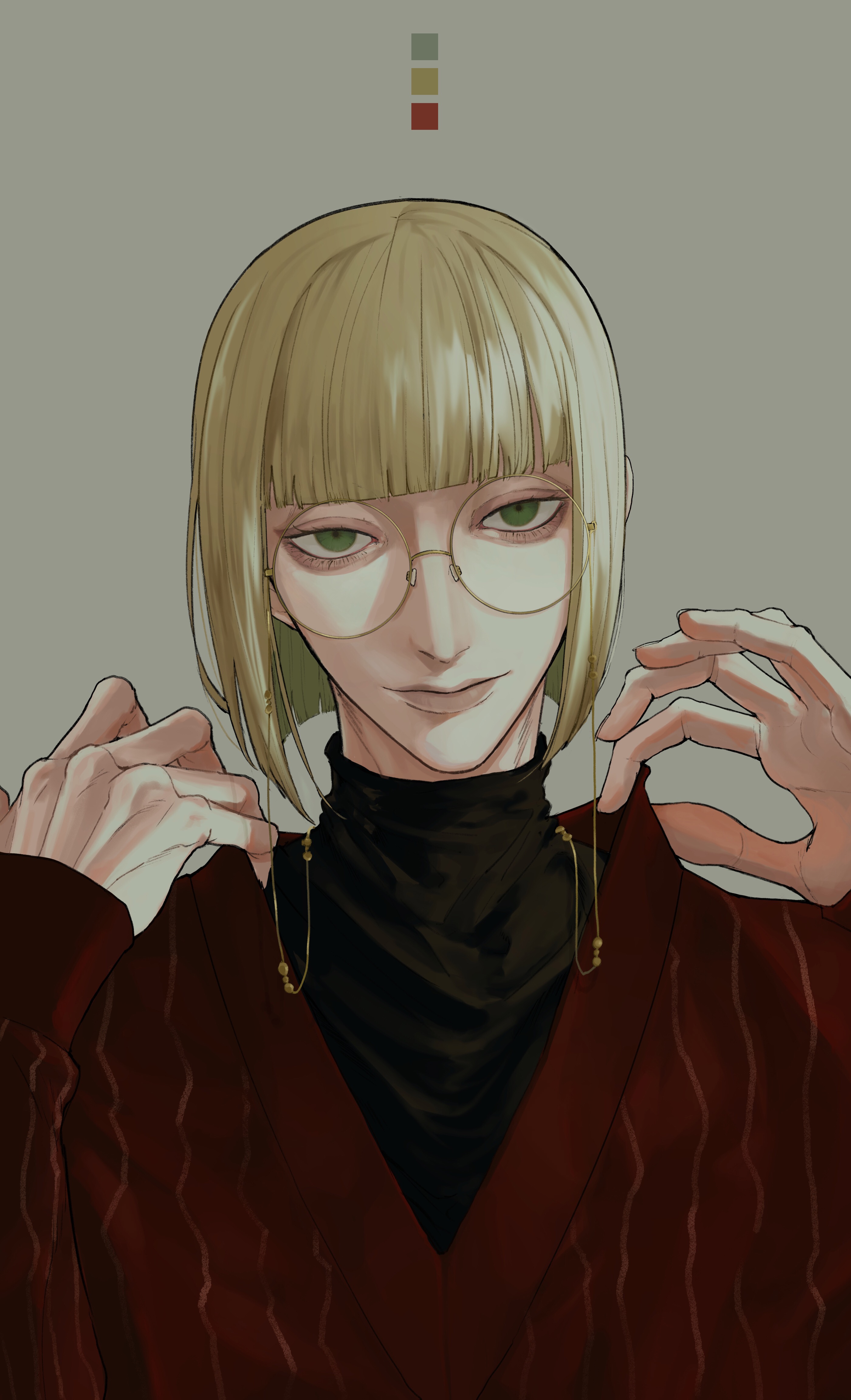 Safebooru - 1boy absurdres blonde hair commentary request eyewear strap ...