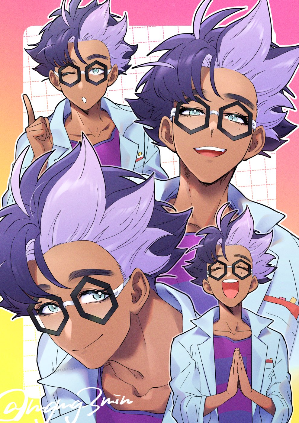 Safebooru - 1boy blue eyes closed mouth coat dark skin expressions ...