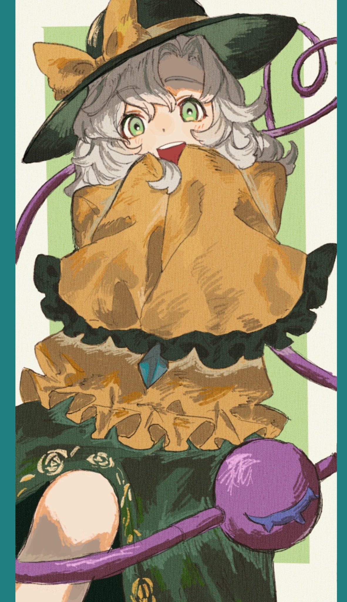 Safebooru - 1girl black hat blouse bow buttons diamond button eyeball frilled shirt collar ...