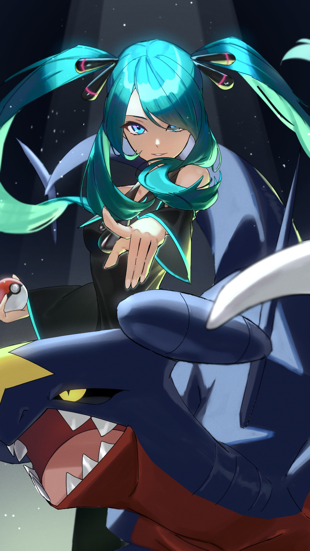 Safebooru - 1girl afh5nsar aqua eyes black shirt commentary request ...