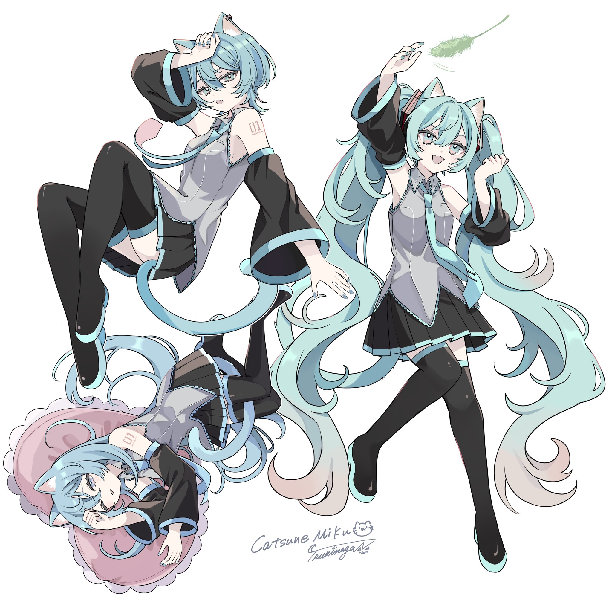 Safebooru - 1girl :d alternate hair length alternate hairstyle animal ears aqua eyes aqua hair ...
