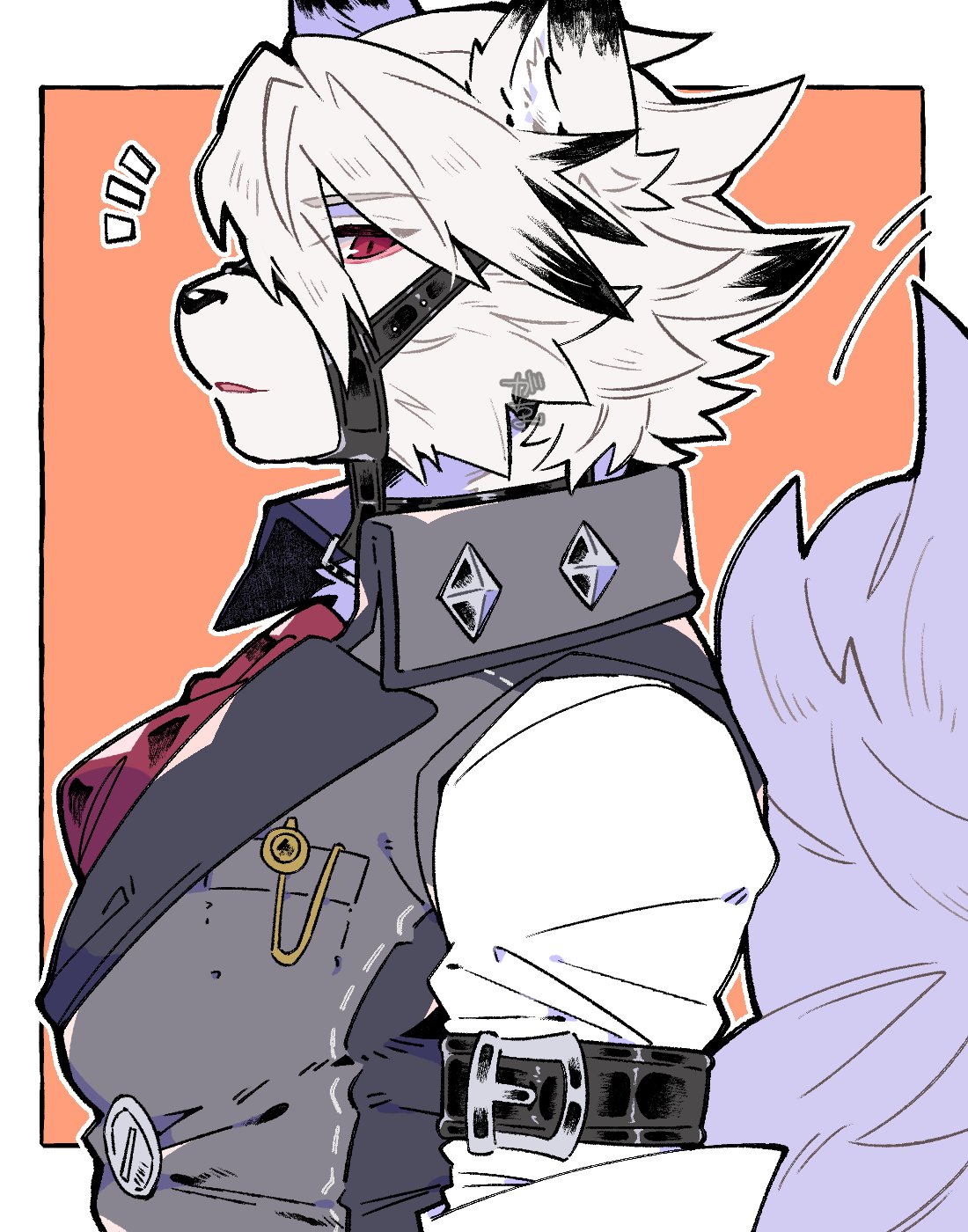 Safebooru - 1boy animal ear fluff animal ears arm belt belt belt buckle black belt black hair ...