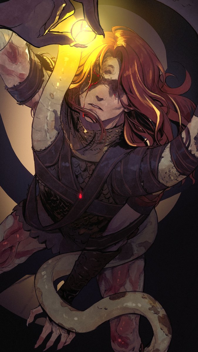 Safebooru - 1boy animal arm up armor bai rui base serpent messmer blood blood on face ...