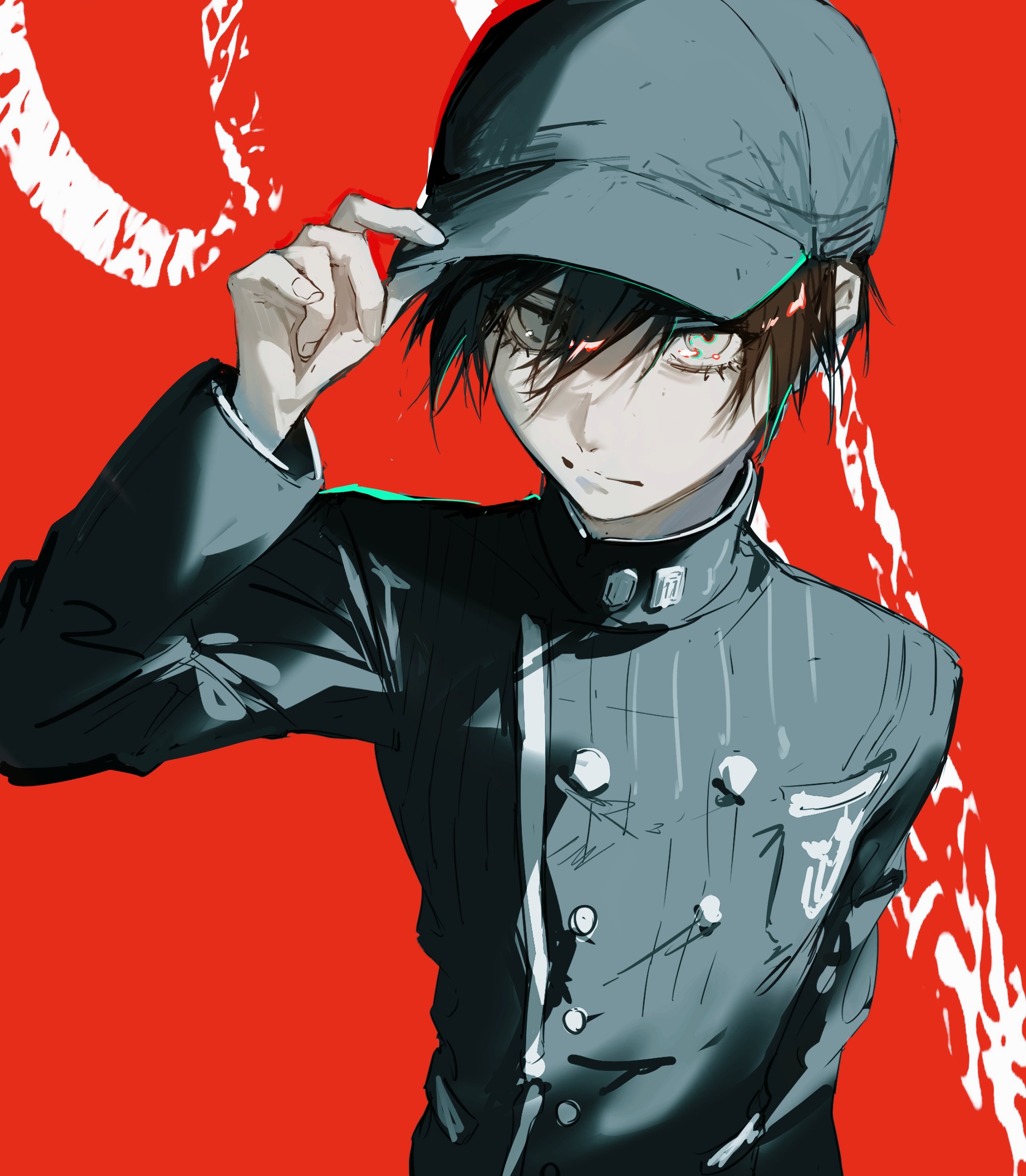 Safebooru - 1boy absurdres bishounen black hair black hat black jacket buttons closed mouth ...