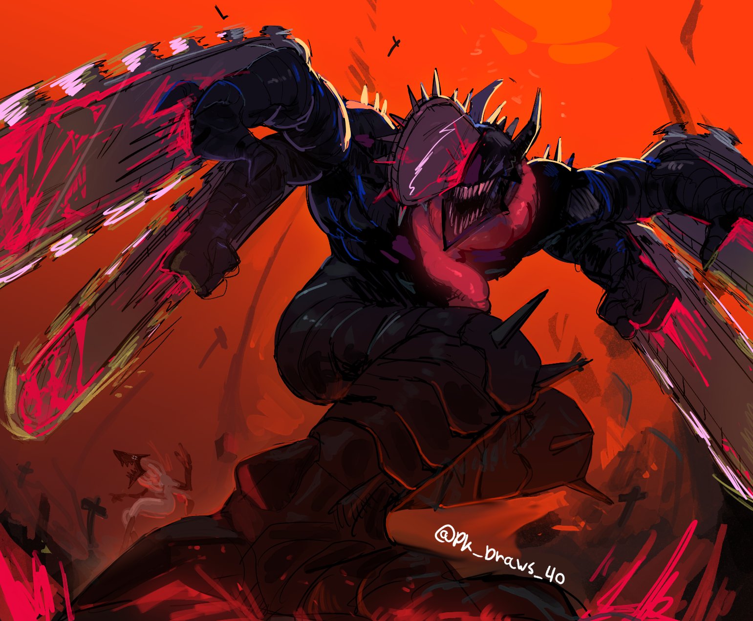 Safebooru - 1boy 1girl armor black armor blood blood devil (chainsaw man) blood on weapon cameo ...