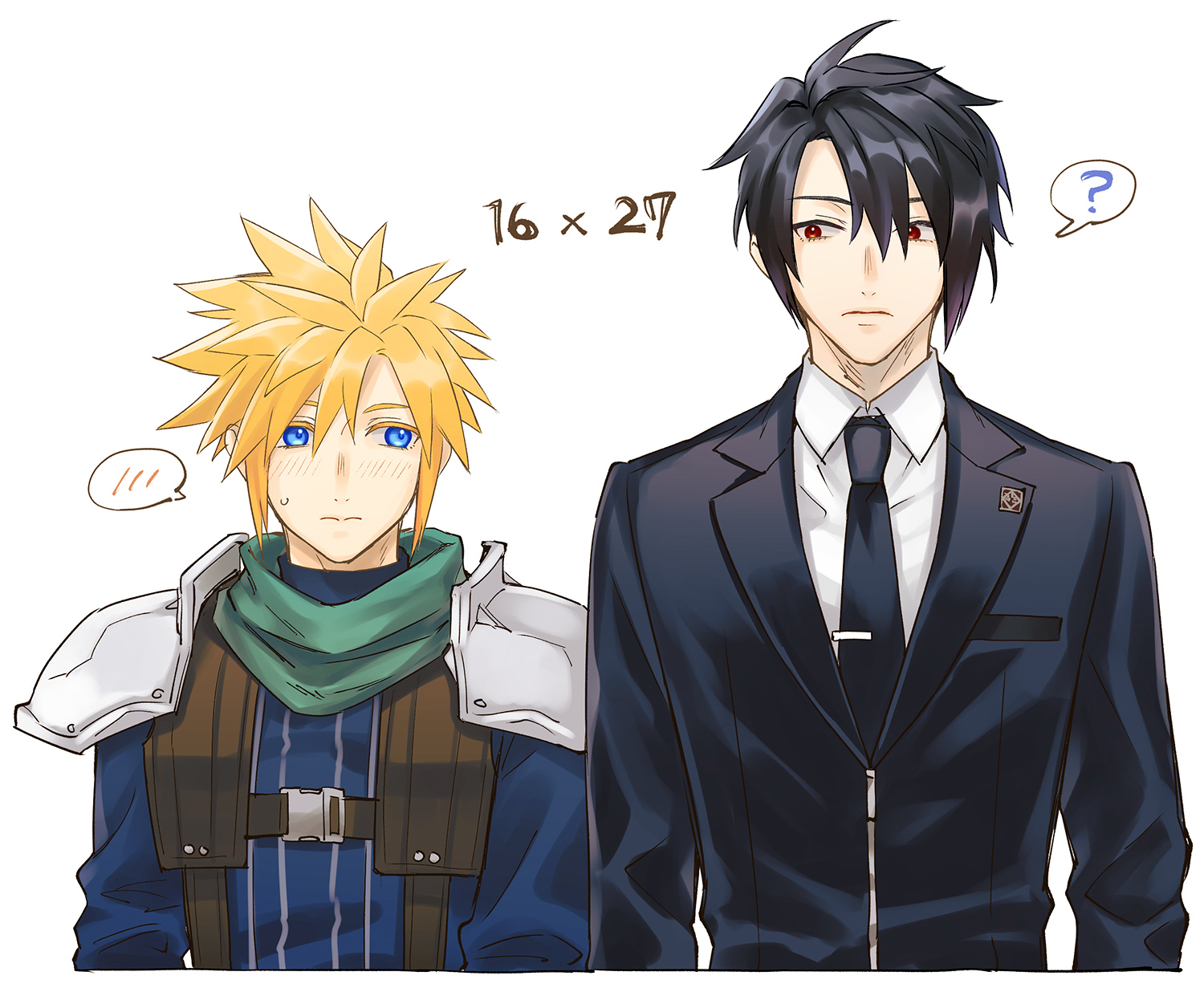 Safebooru - 1782seta 2boys ? aged down armor black hair black jacket black necktie black suit ...