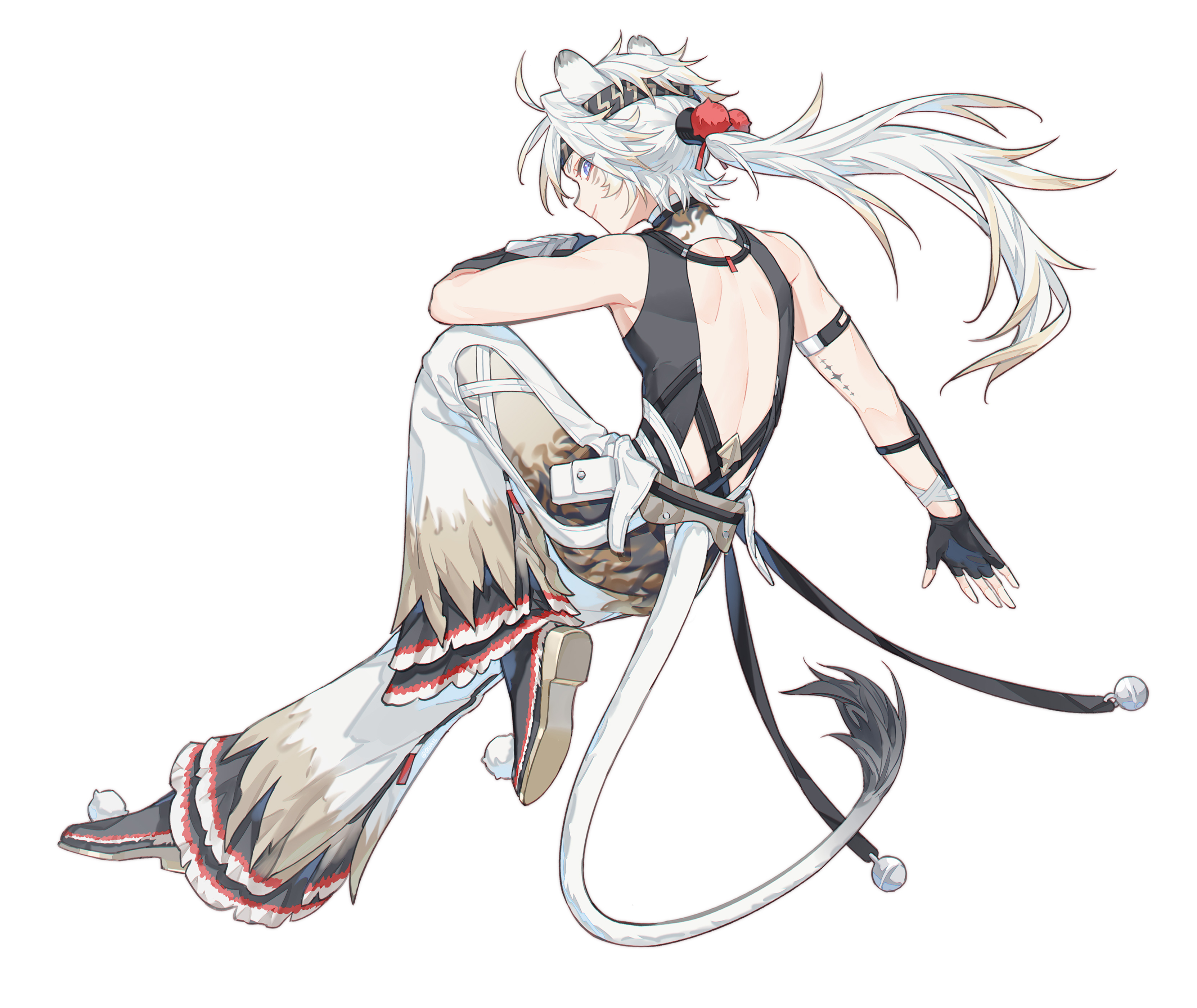 Safebooru - 1boy absurdres anchun (quail0503) animal ears bell black gloves blonde hair blue ...