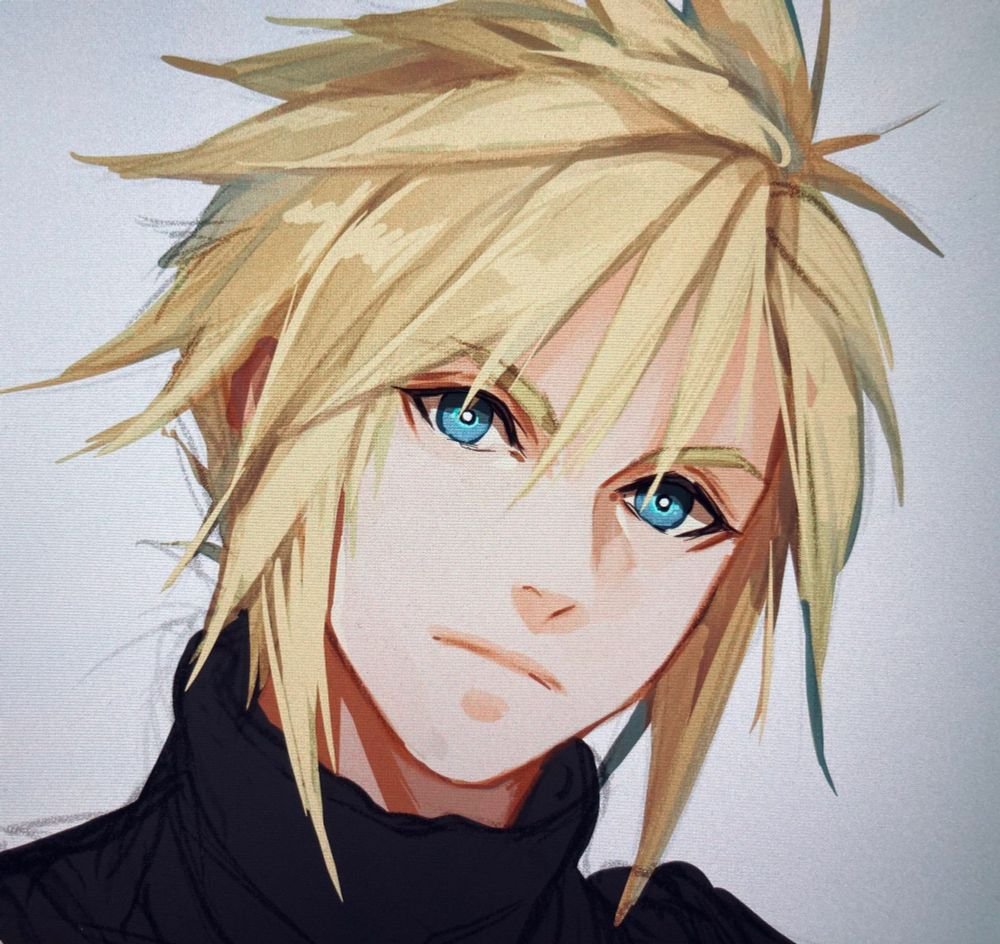 Safebooru - 1boy armor black shirt blonde hair blue eyes close-up closed mouth cloud strife ...