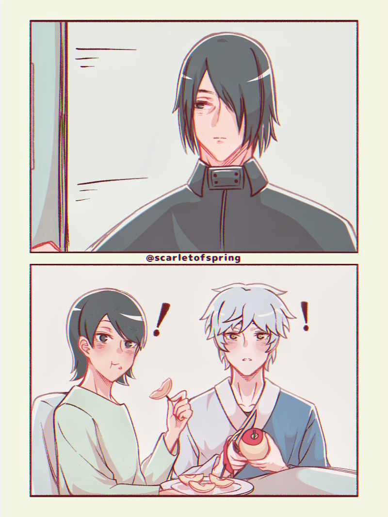 Safebooru - 1girl 2boys black hair boruto: naruto next generations father and daughter mitsuki ...