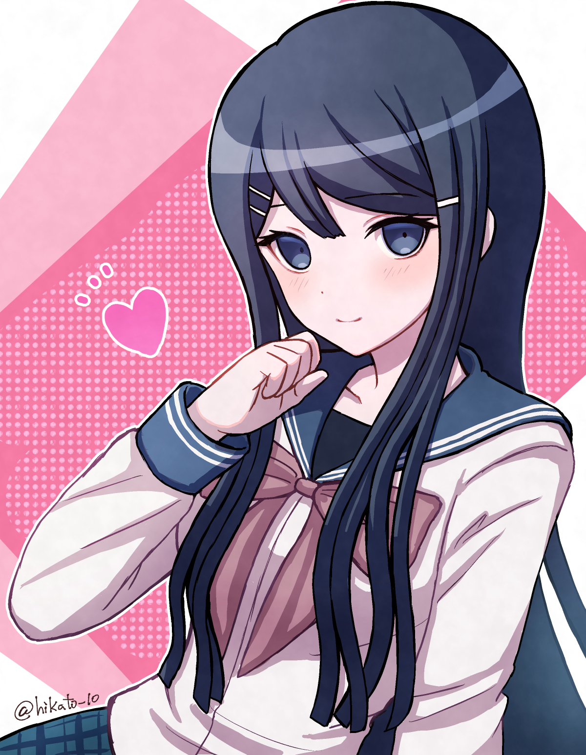 Safebooru - 1girl black hair blue eyes blue sailor collar blue skirt blush bow bowtie closed ...