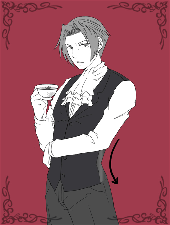 Safebooru - 1boy ace attorney arrow (symbol) ascot buttons closed mouth ...