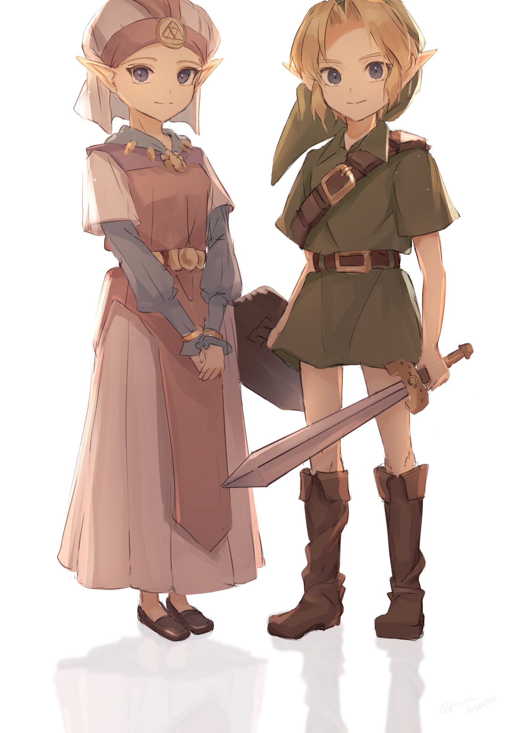 Safebooru - 1boy 1girl absurdres belt blonde hair blue eyes boots brown belt brown footwear ...