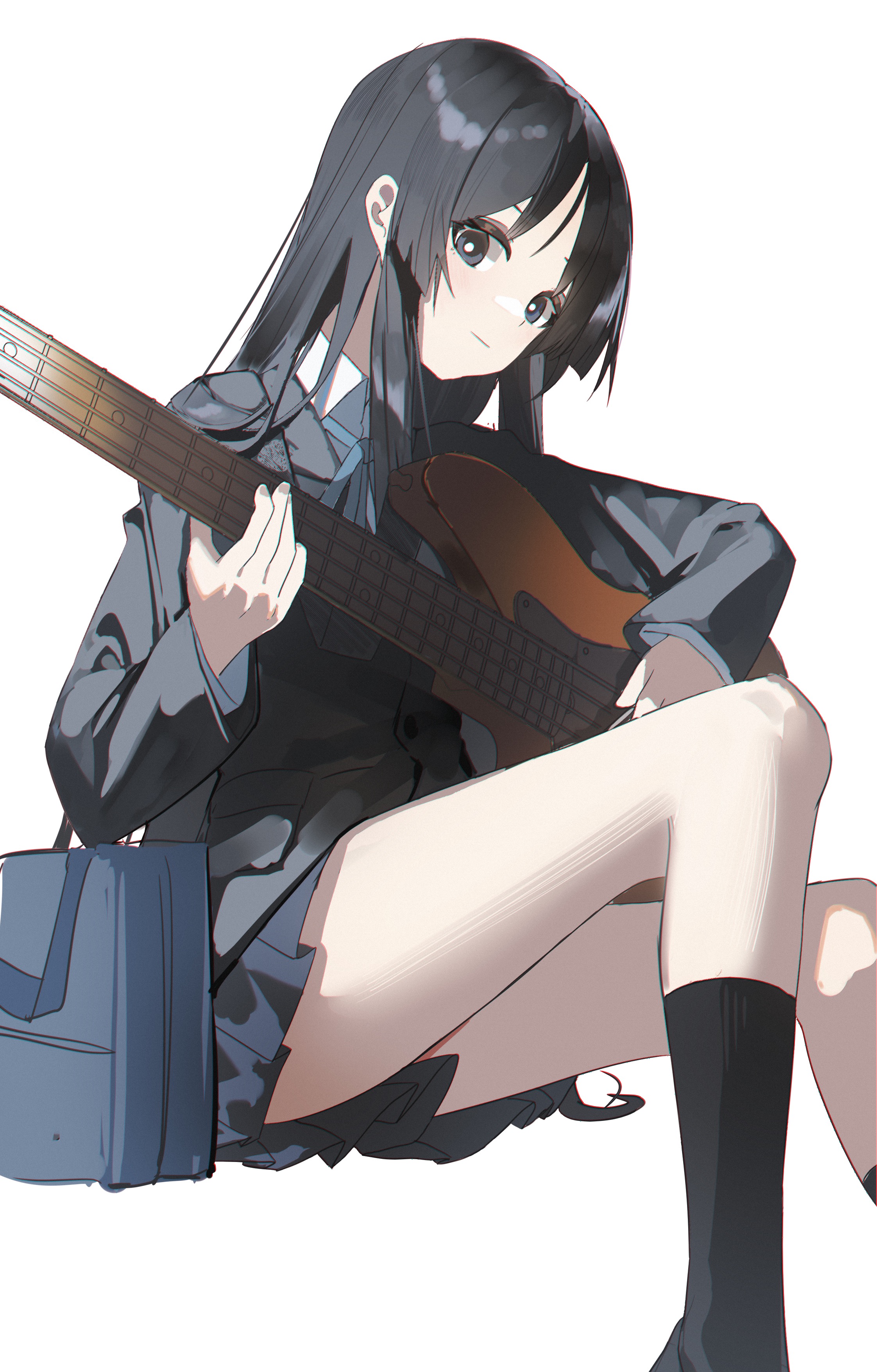 Safebooru - 1girl absurdres akiyama mio ankle socks bag black eyes black footwear black hair ...