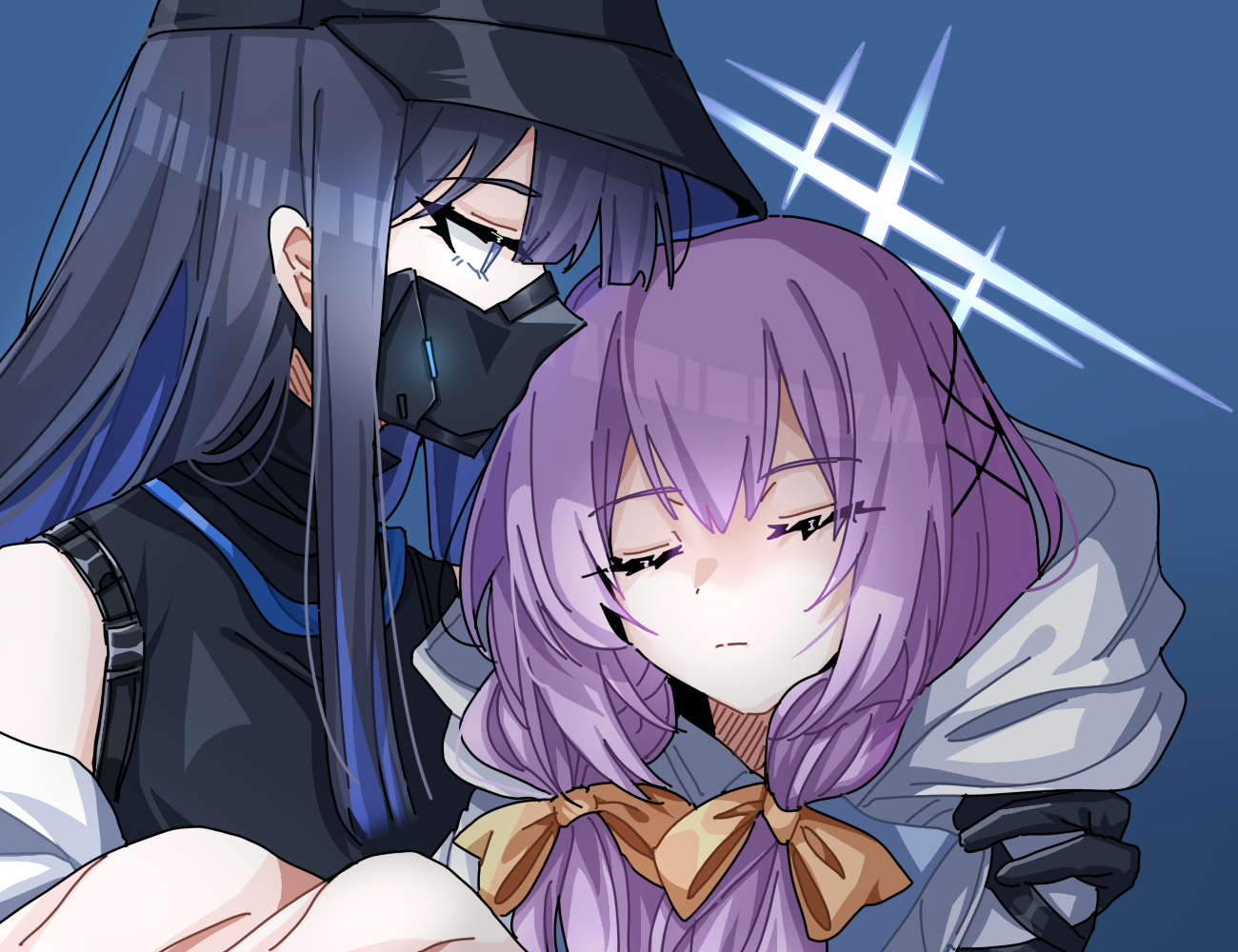 Safebooru - 2girls arikalovesyou2 atsuko (blue archive) black gloves blue archive blue ...