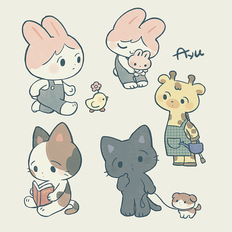 Safebooru - animal animal focus apron ayu (mog) bird book cat chick ...