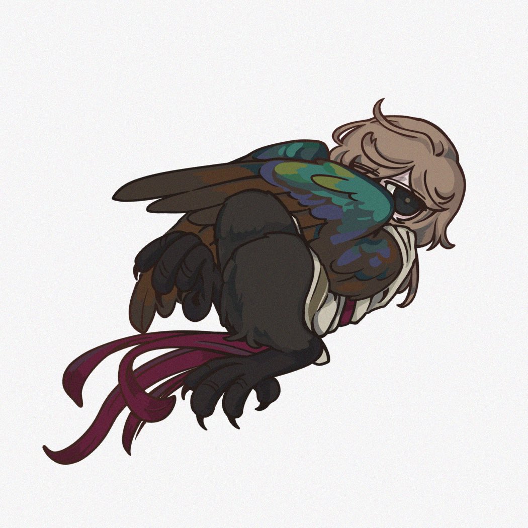 Safebooru - 1boy animal feet bird legs bird tail bird wings black eyes brown hair brown wings ...