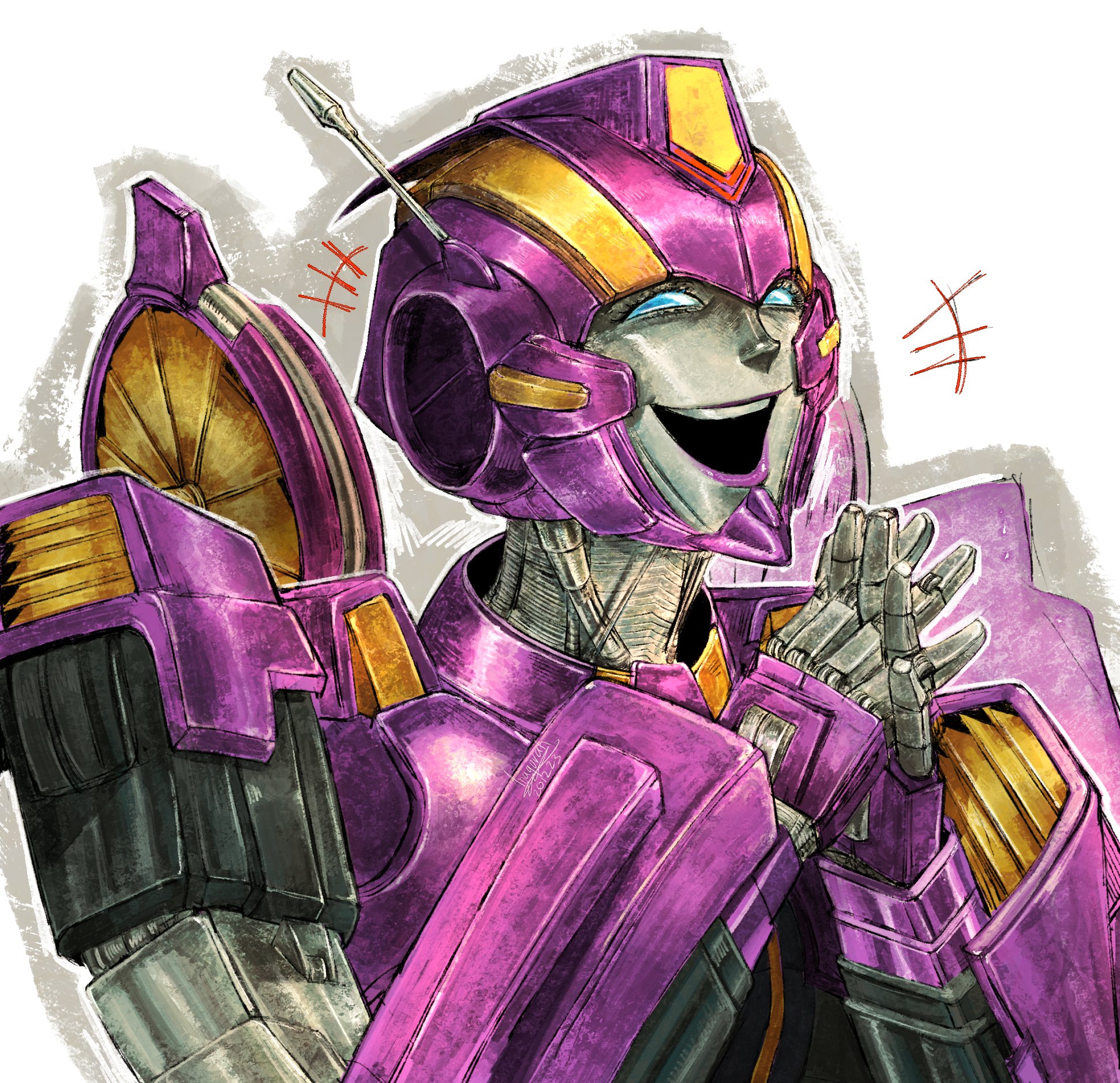 Safebooru - 1girl anagorah blue eyes colored skin grey skin helmet ...