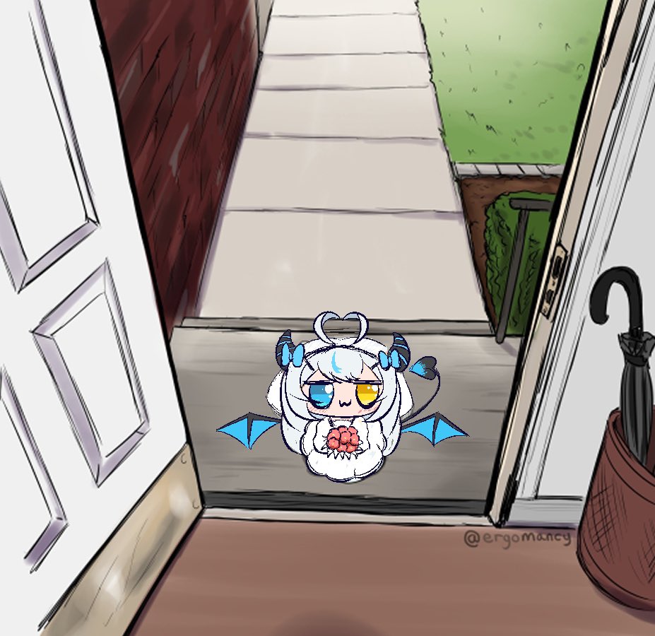 Safebooru - :3 akugaki koa antenna hair black horns black tail black ...