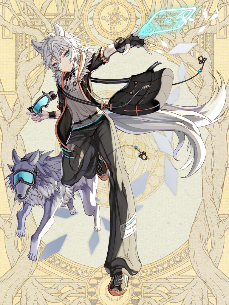 Safebooru - 1boy animal ears bag black footwear black gloves black jacket black pants dairoku ...