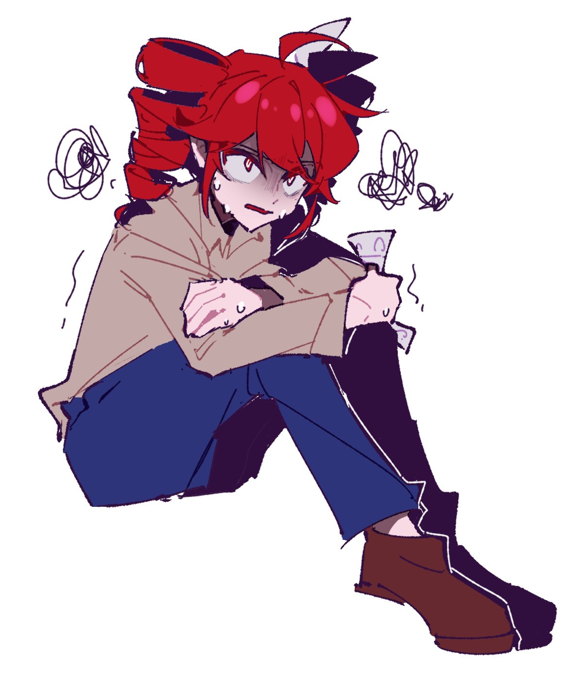 Safebooru - 1girl ahoge alternate costume arms on knees ataman ita ...