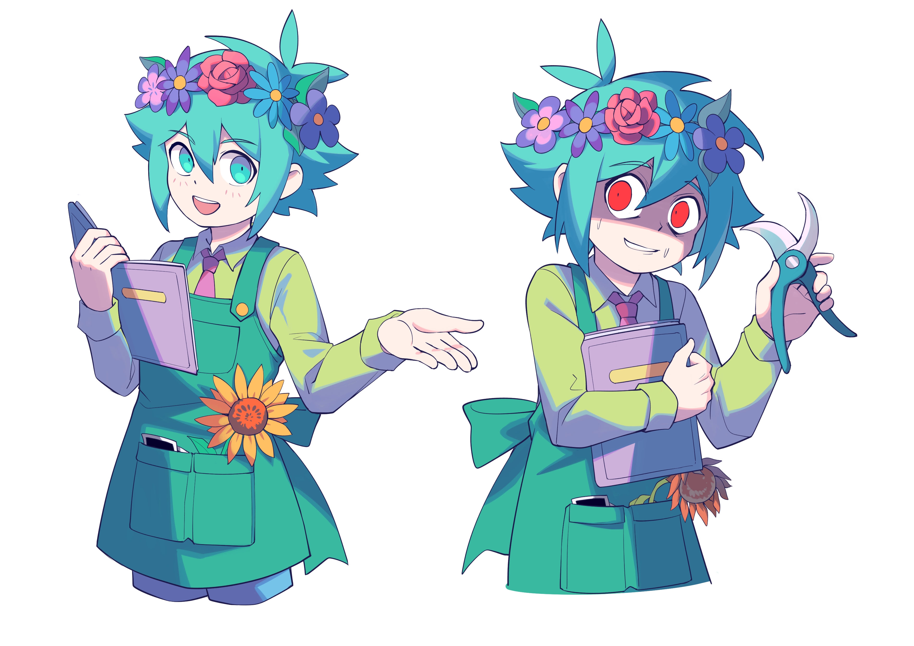 Safebooru - 1boy absurdres apron basil (headspace) (omori) basil (omori) brick st collared shirt ...