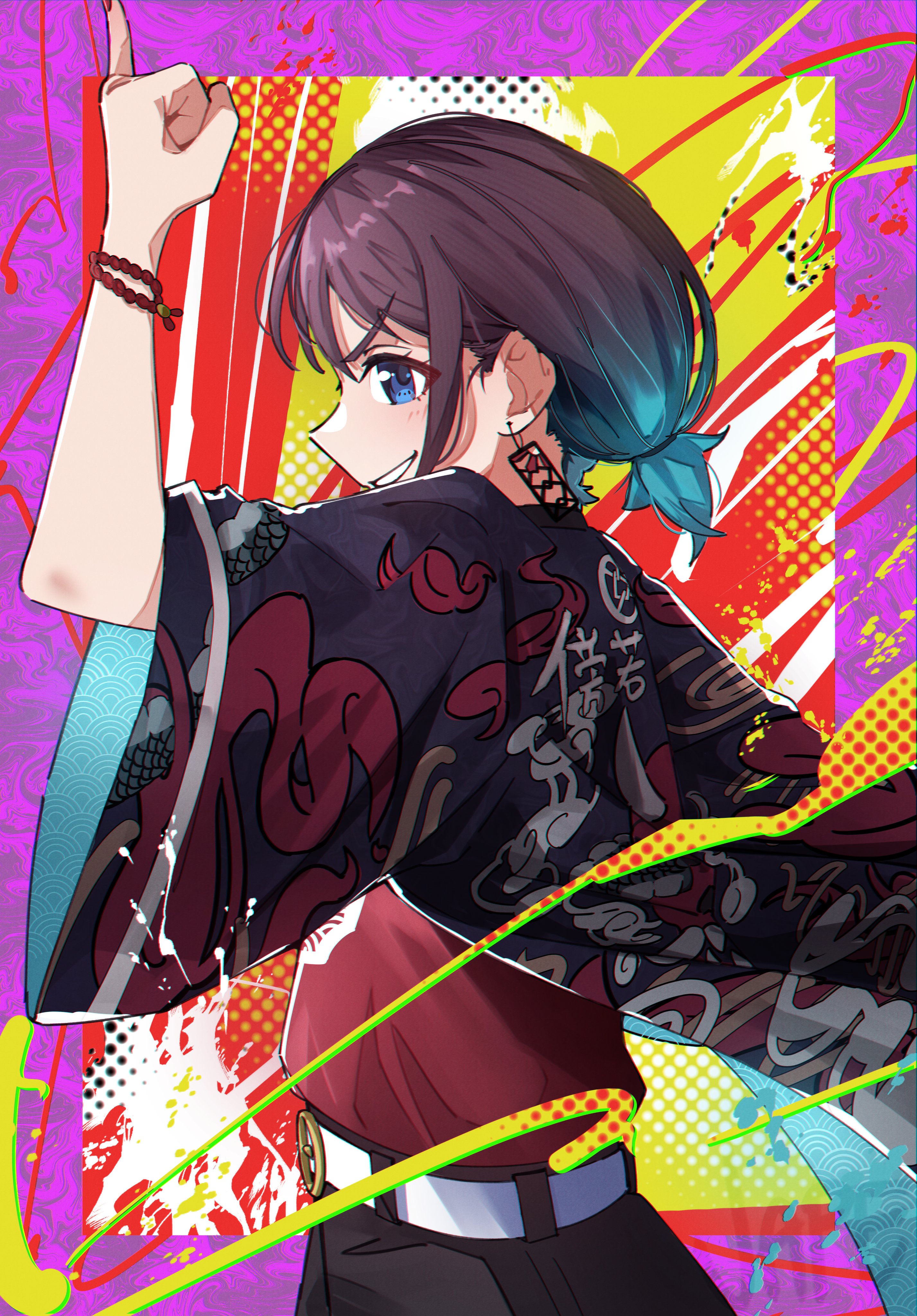 Safebooru - 1girl absurdres belt belt buckle black shorts blue eyes blue hair blue happi blush ...