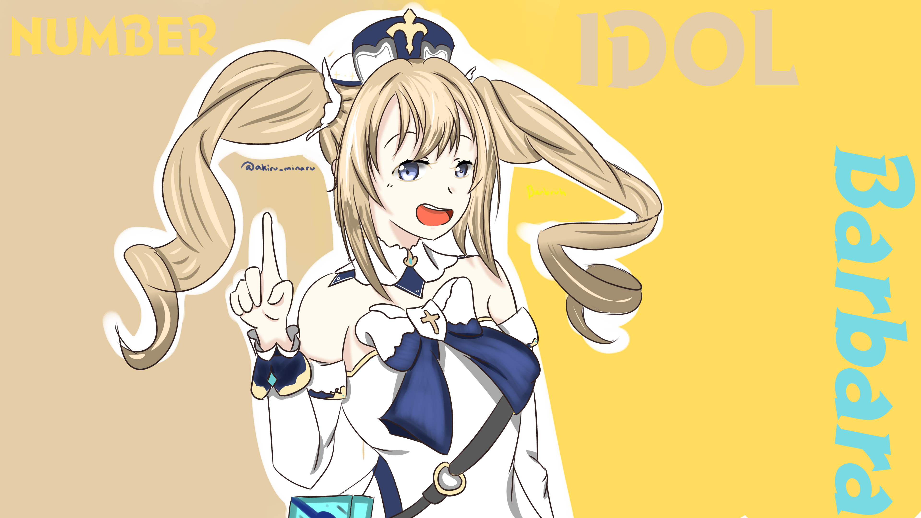 Safebooru - 1girl absurdres barbara (genshin impact) blonde hair blue eyes character name ...