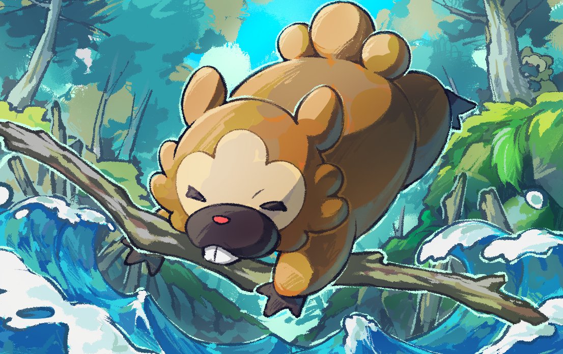 Safebooru - bidoof branch closed eyes day doggo 1d34 full body holding ...