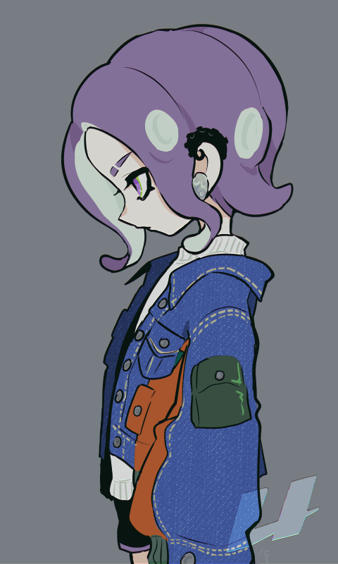 Safebooru - 1girl black shorts denim denim jacket earrings eyebrow cut ...