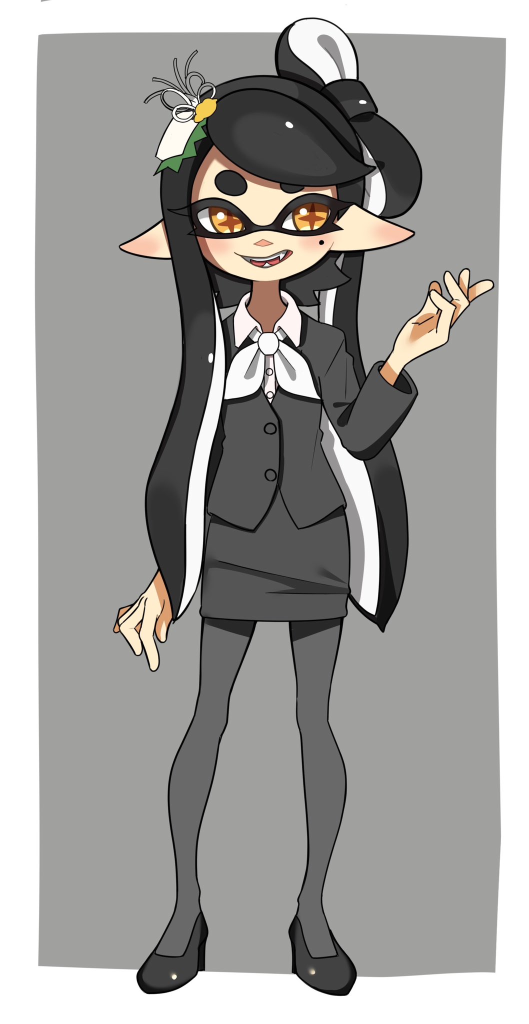 Safebooru - 1girl arm up black footwear black hair black pantyhose ...