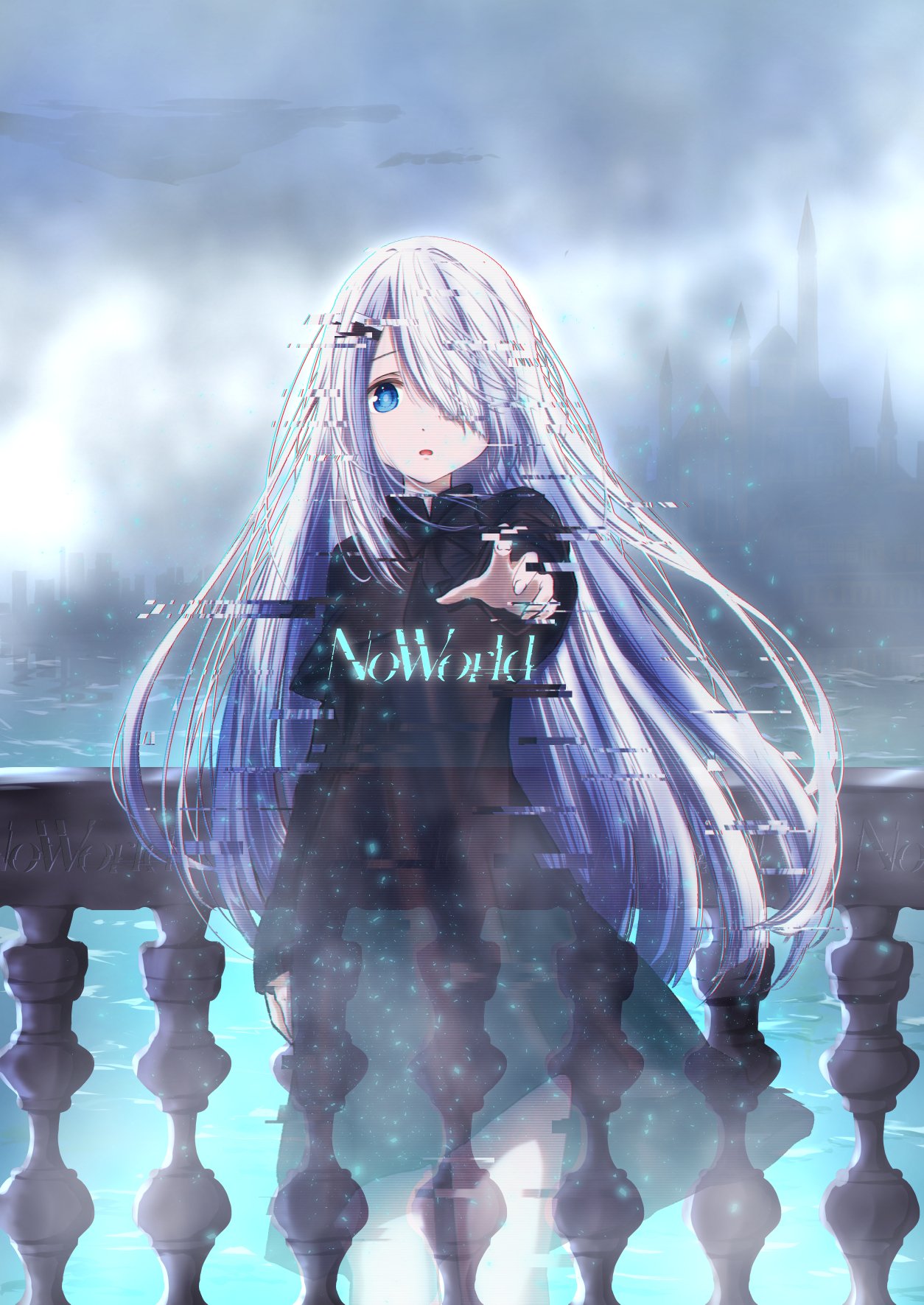 Safebooru - 1girl black capelet black dress capelet dress hair ornament hairpin highres long ...