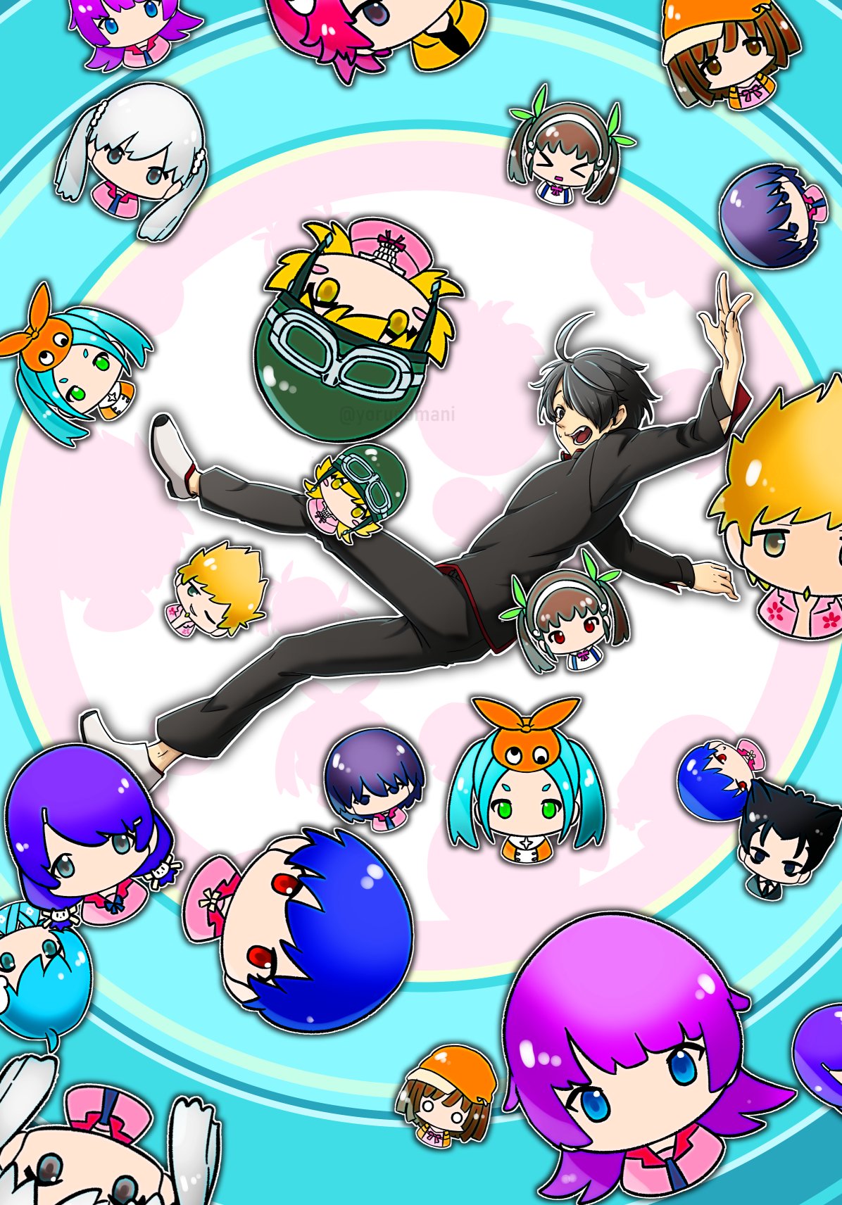 Safebooru - 1boy ahoge aqua background araragi karen araragi tsukihi ...