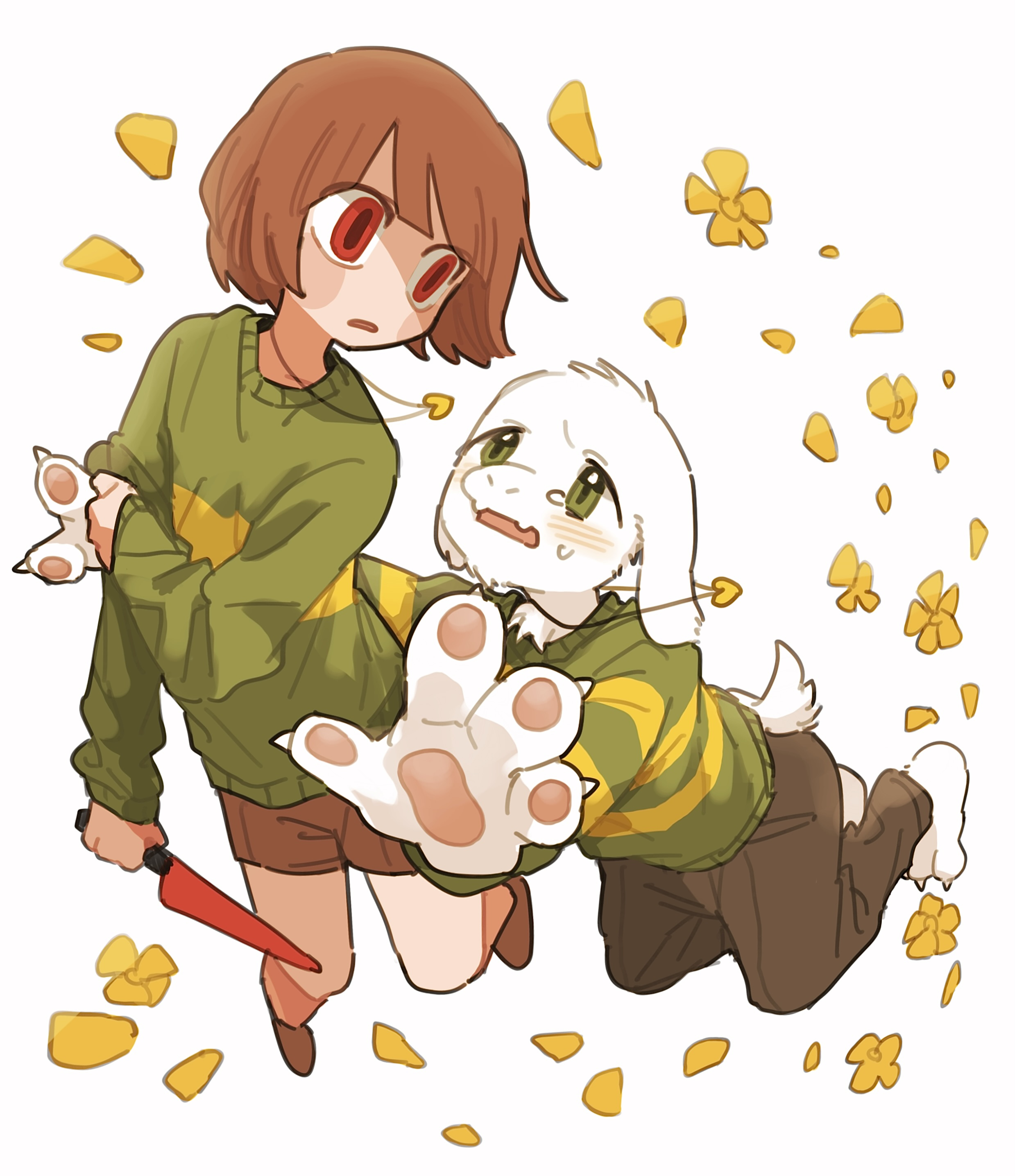 Safebooru - 1boy 1other absurdres androgynous animal ears asriel ...