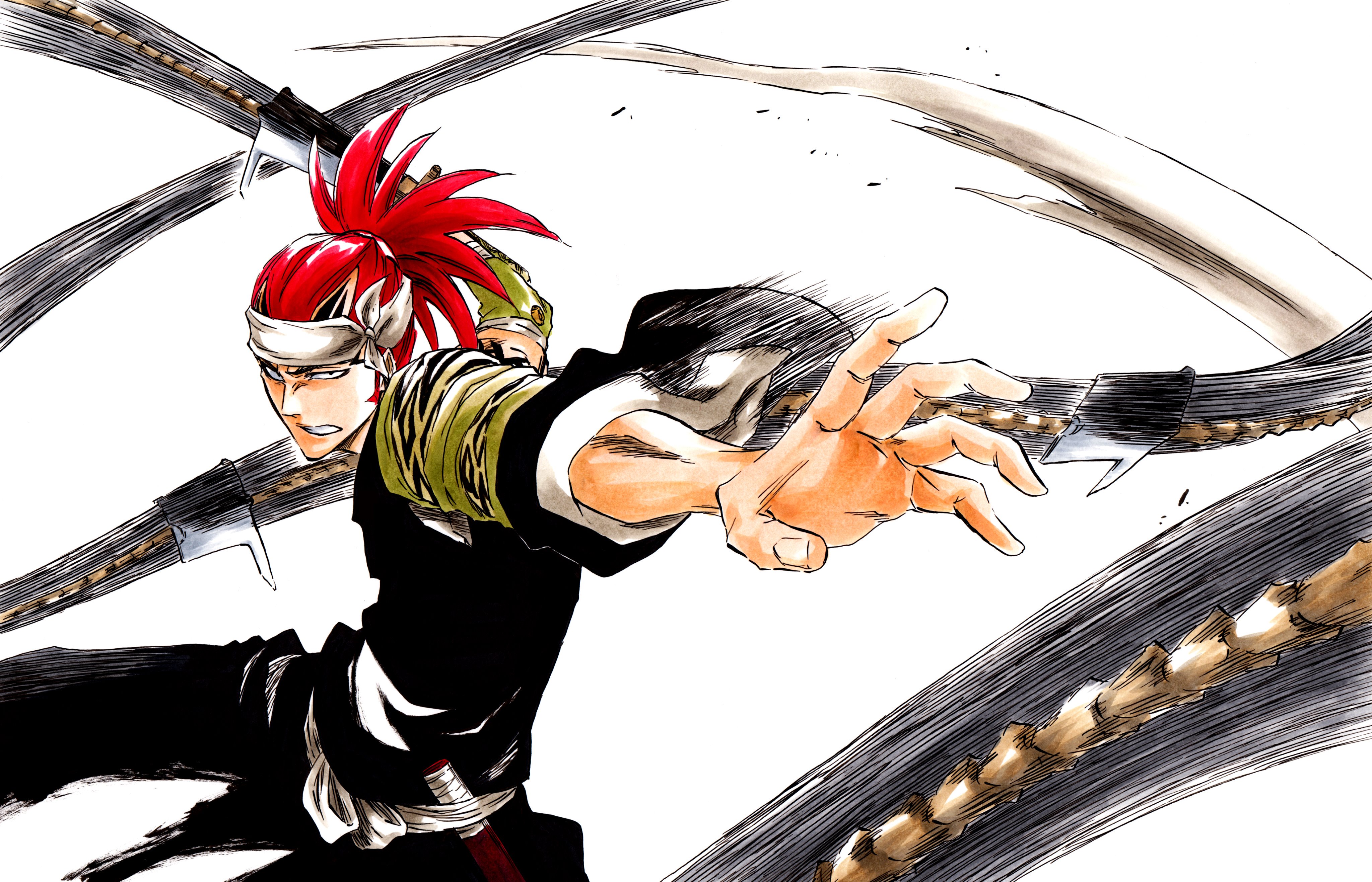 Safebooru - 1boy abarai renji absurdres arm warmers black kimono bleach ...