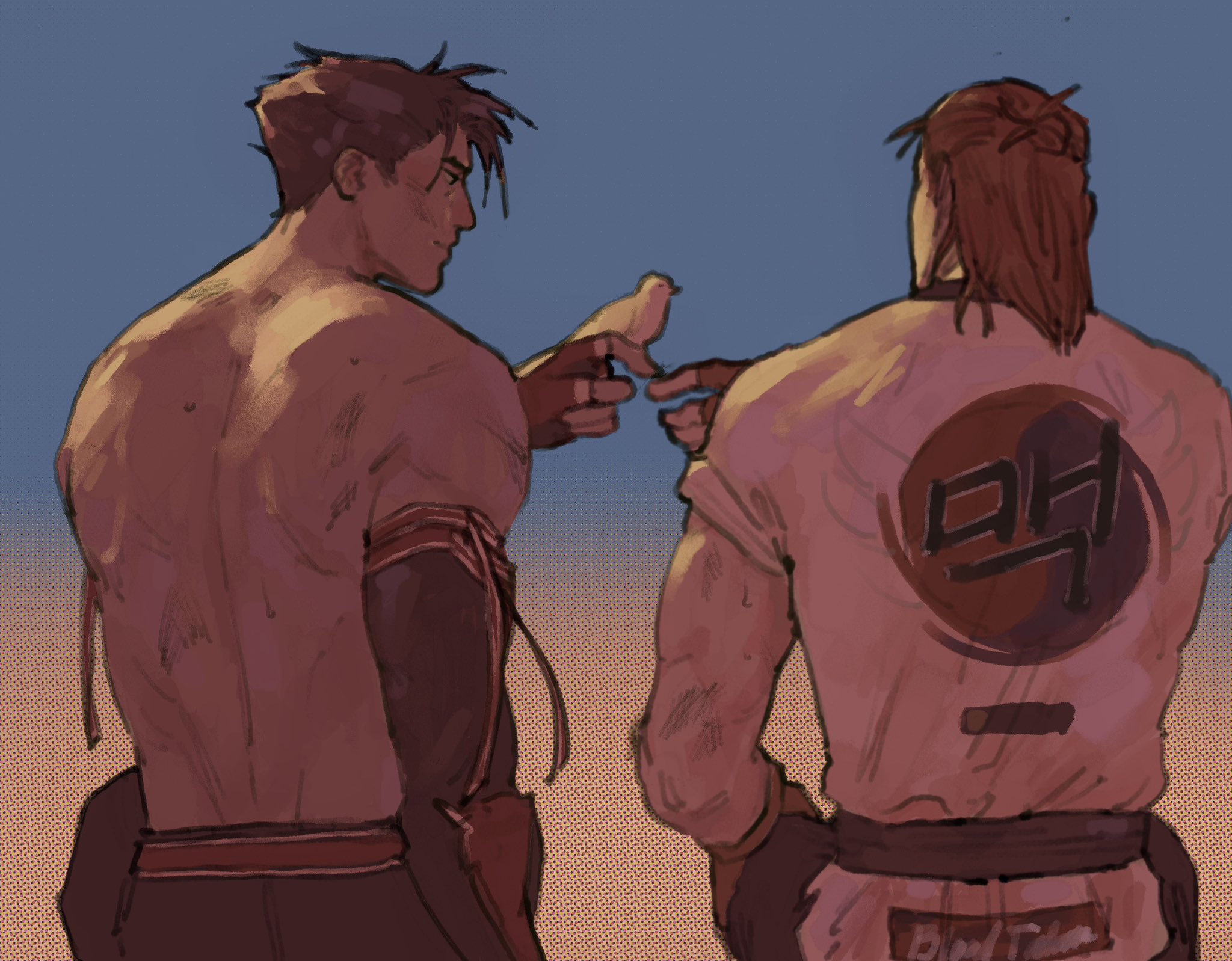 Safebooru - animal arms up back bare shoulders belt bird black belt black eyes black hair black ...