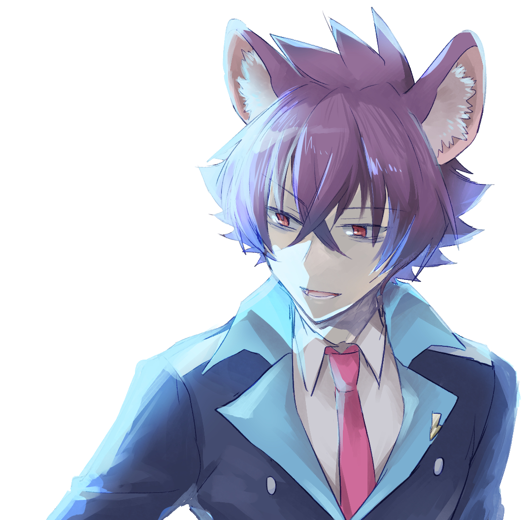 Safebooru - 1boy animal ear fluff animal ears blue jacket collared shirt crossed bangs dog ears ...