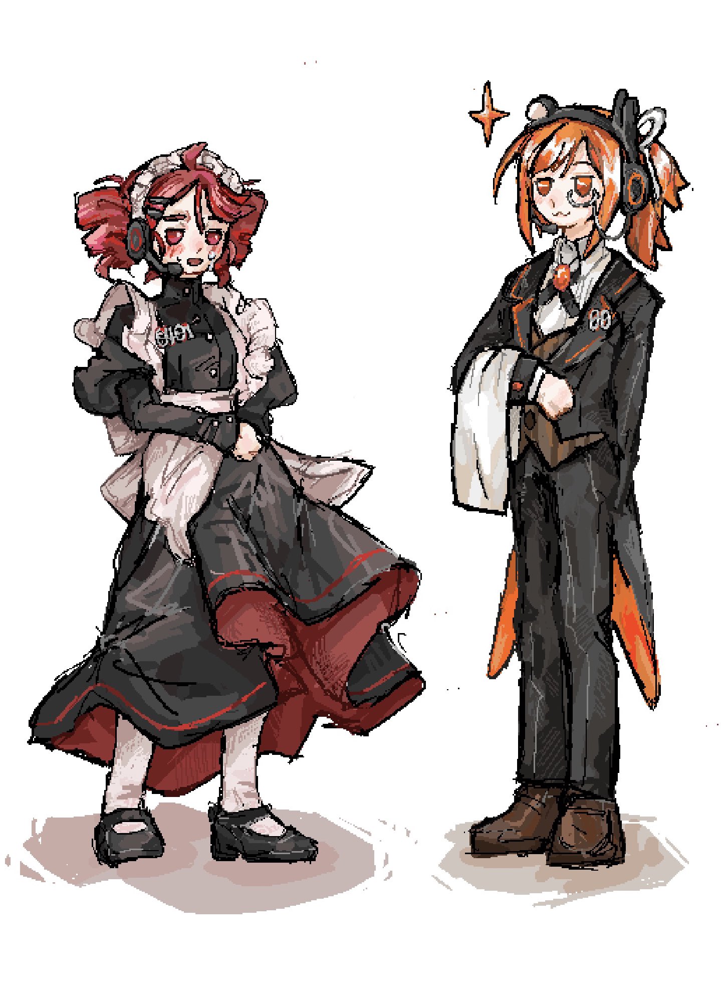 Safebooru - 2girls :3 a.i. voice adachi rei ahoge alternate costume alternate hairstyle apron ...