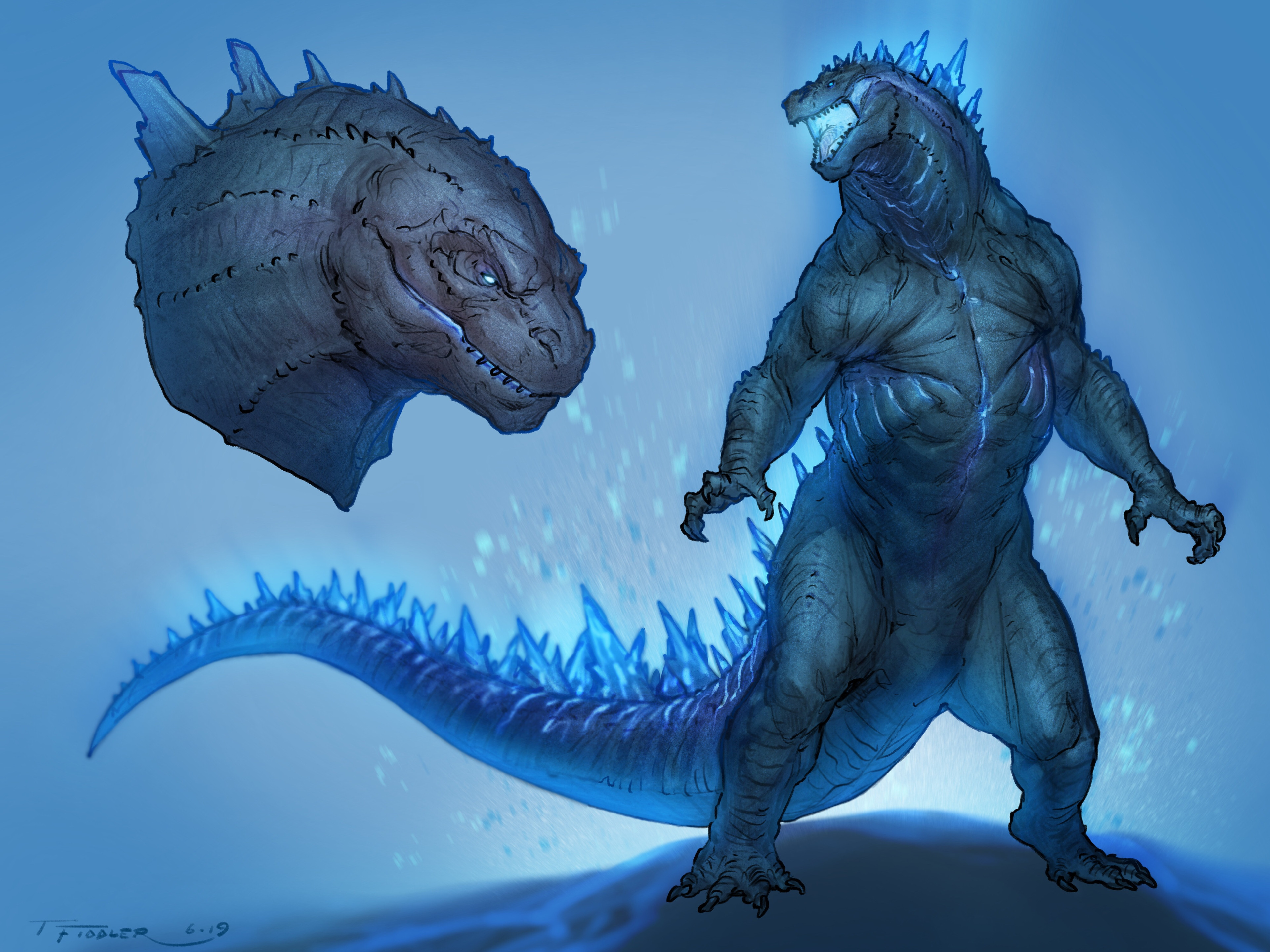 Safebooru - absurdres animal focus blue eyes blue theme claws ...