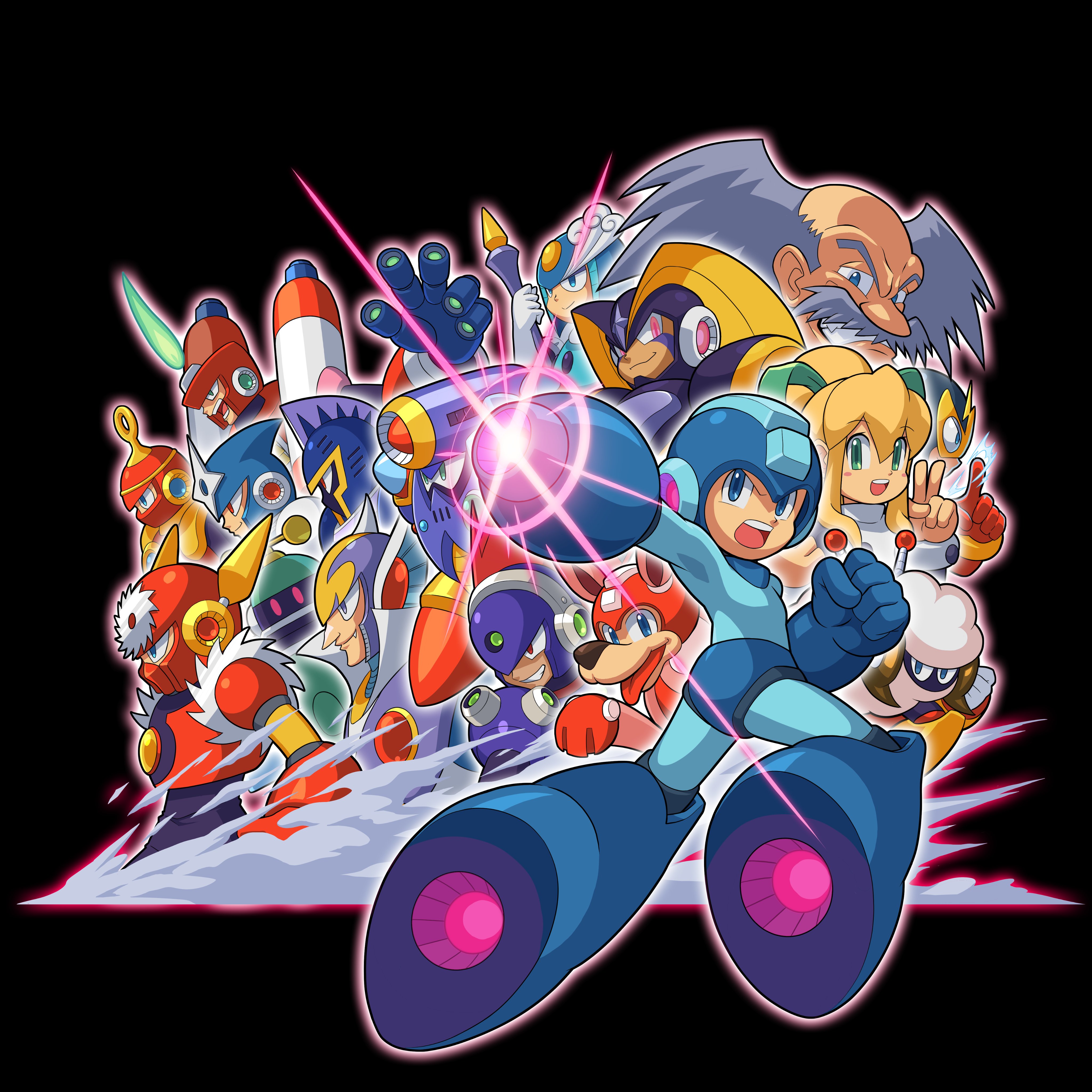 Safebooru - 2girls 6+boys absurdres arm cannon armor bass (mega man ...