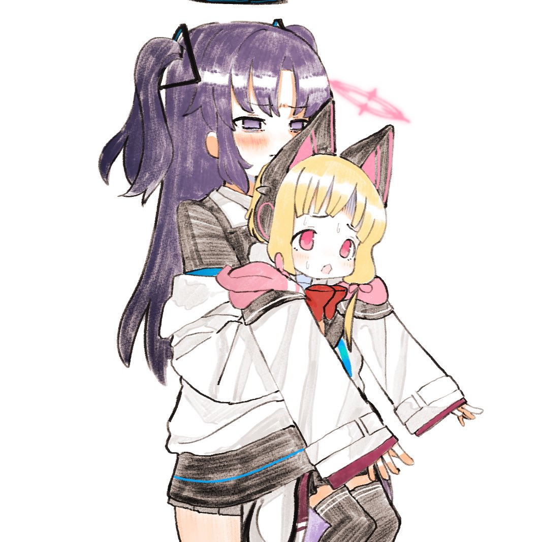 Safebooru - 2girls animal ear headphones animal ears black skirt black thighhighs blon blonde ...
