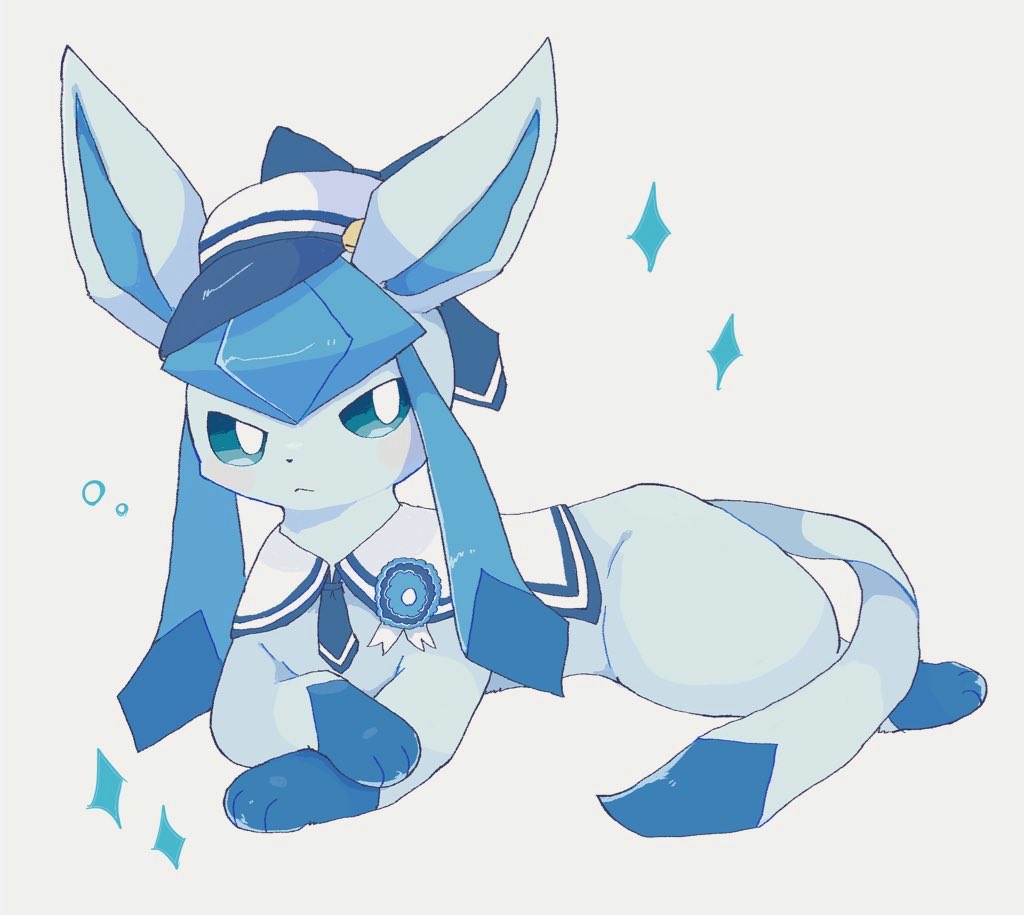 Safebooru - blue eyes blue fur blue hat bright pupils closed mouth clothed pokemon frown glaceon ...