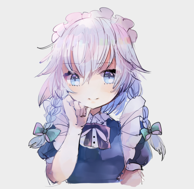 Safebooru - 1girl apron blue eyes braid grey hair hiyuu (hiyualice) izayoi sakuya maid maid ...