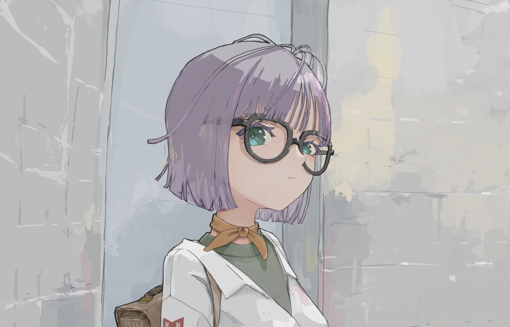 Safebooru - 1girl black-framed eyewear blue eyes brown ribbon chrono trigger glasses lucca ...