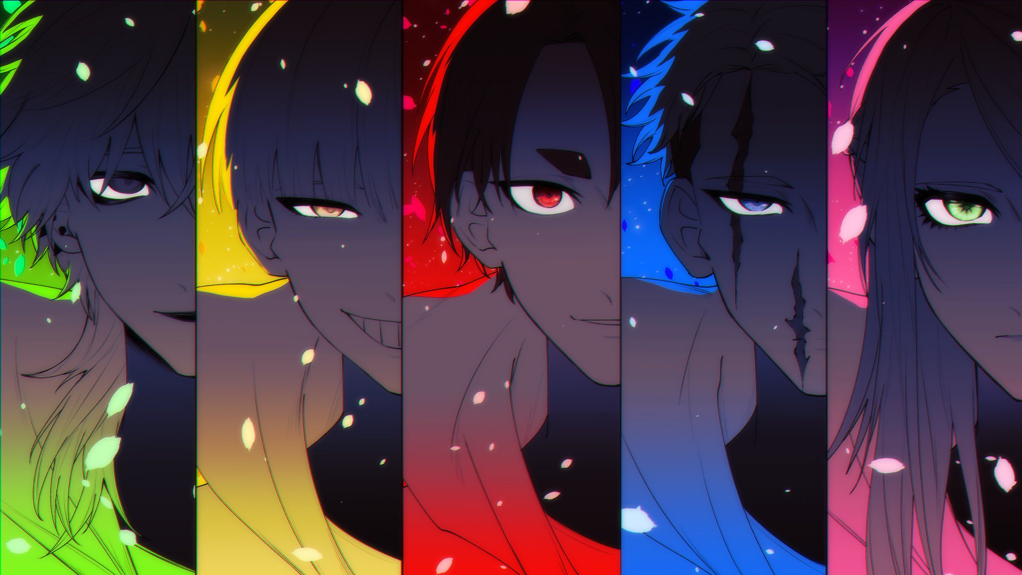 Safebooru - 1girl 4boys akabane sousei aoshima shougo blue eyes blue ...